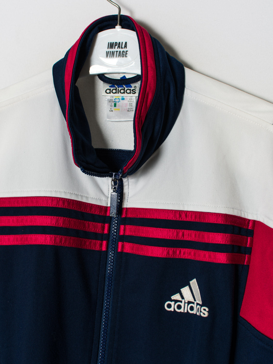 Adidas Navy Blue & White Track Jacket | – Impala Vintage