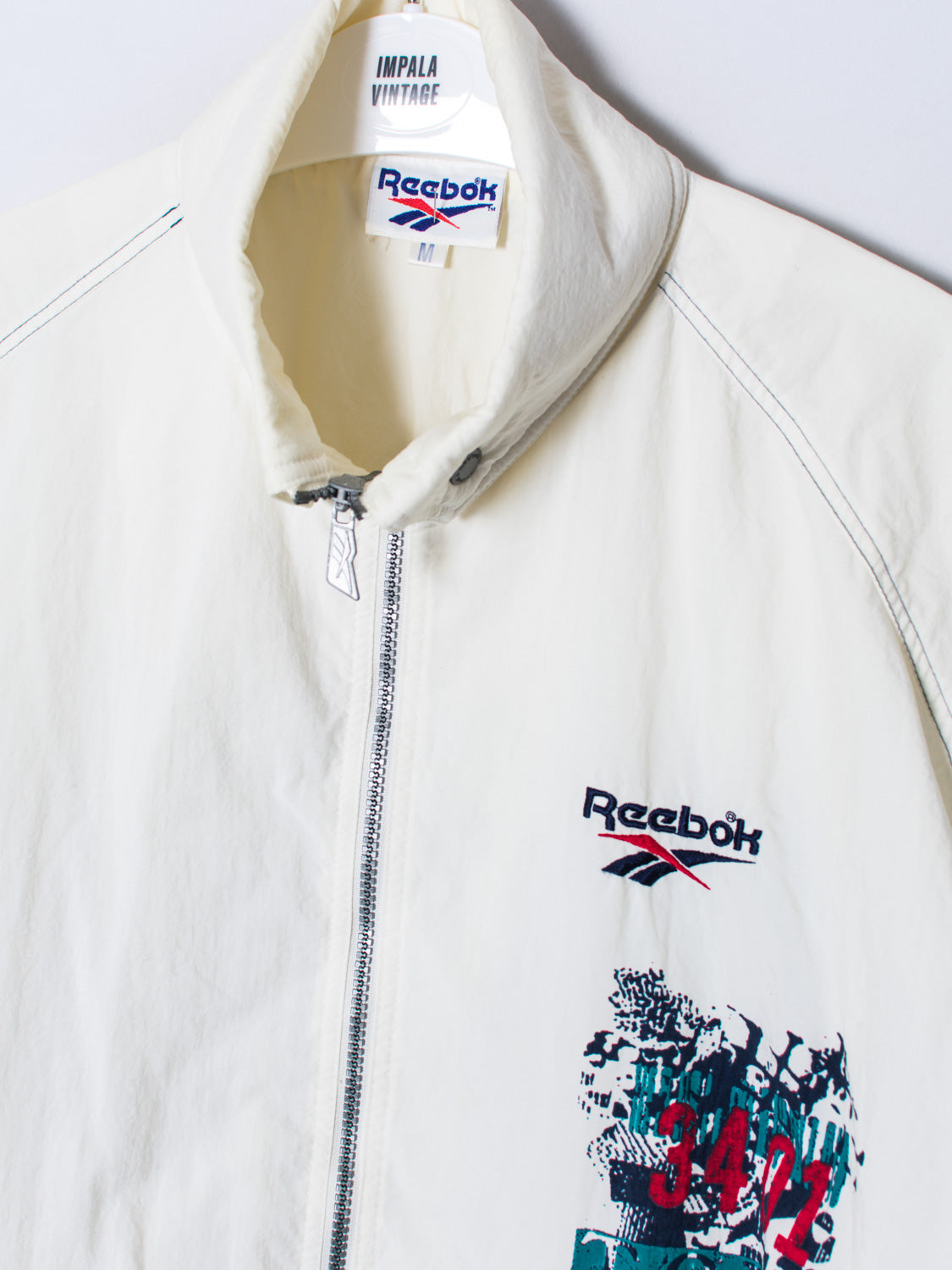 Reebok White Long Shell Jacket | – Impala Vintage
