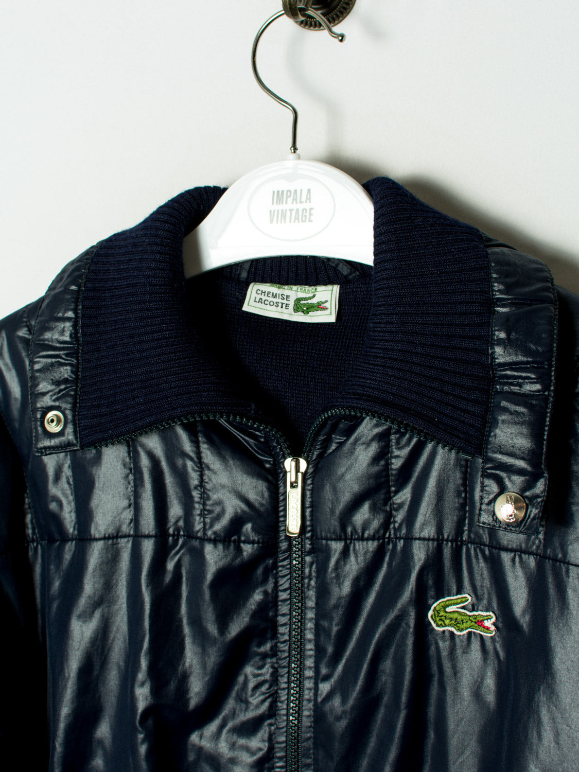 Lacoste Navy Blue Shell Bomber Jacket | – Impala Vintage
